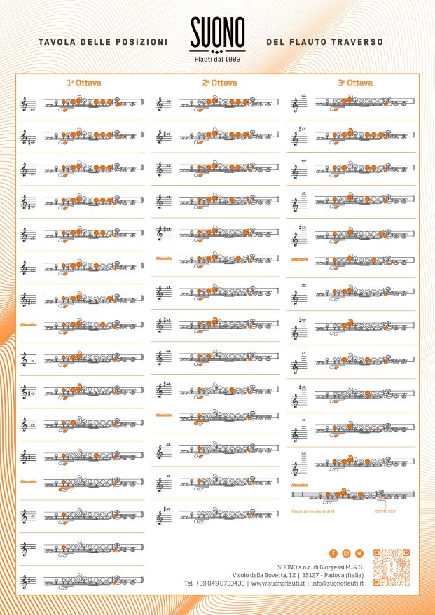 Poster Diteggiatura Flauto Traverso - A2 Didattica e Allenatori | Suono ...